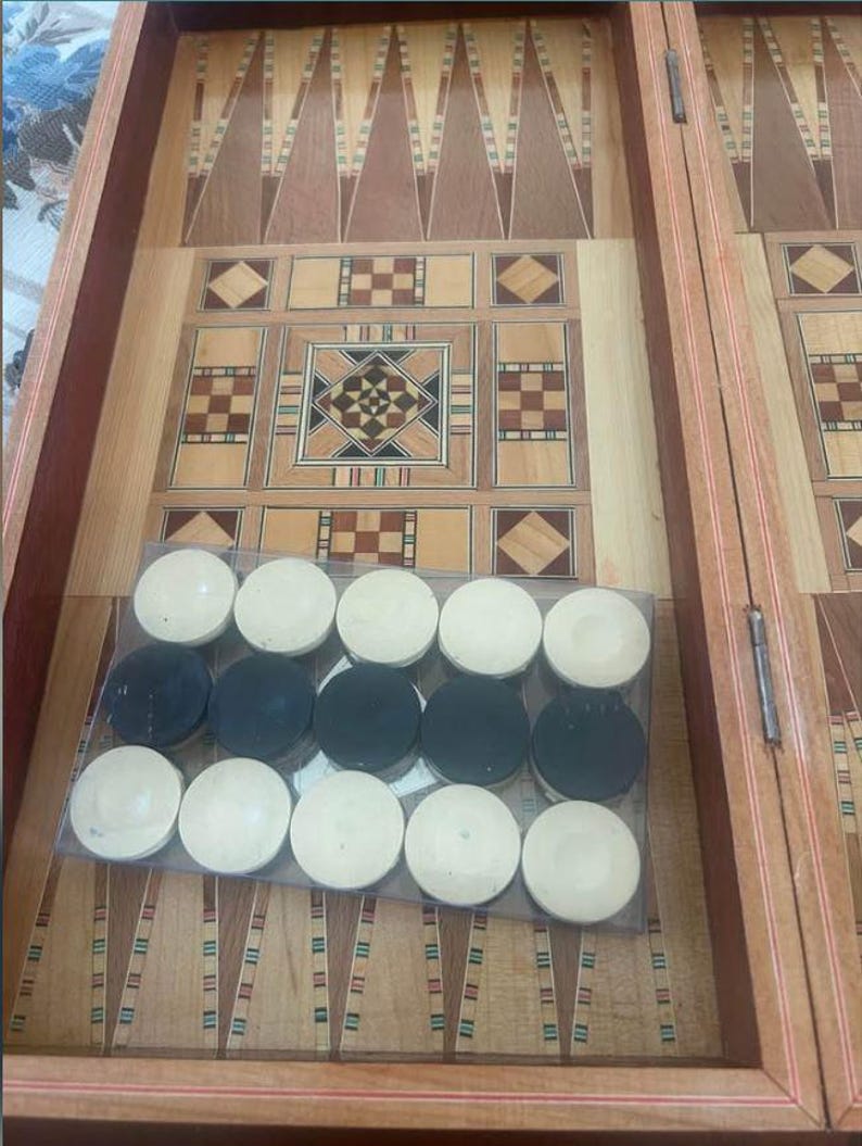 Handmade Wooden Chess & Backgammon Board - Mosaic Inlay, Pearls ...