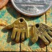 40 Tiny Hand Shaped Charms, Say HAND MADE, Goldtone Metal Hang Tags, - Etsy