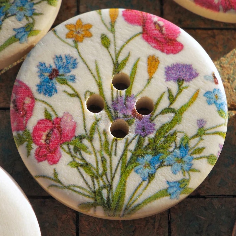 Pink Flower Large Buttons - Etsy