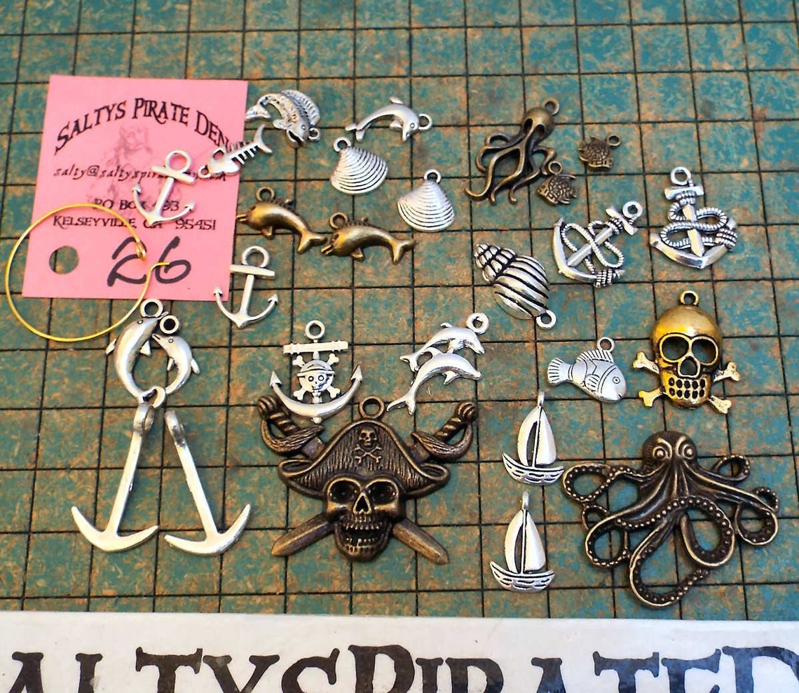 25 Nautical Charms Pirate Anchors Octopus Ships Dolphin - Etsy