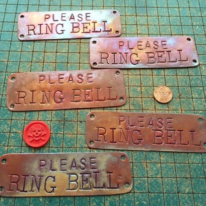 Please RING BELL, Copper Doorbell Warning Sign, Hand Stamped, Upcycled ...