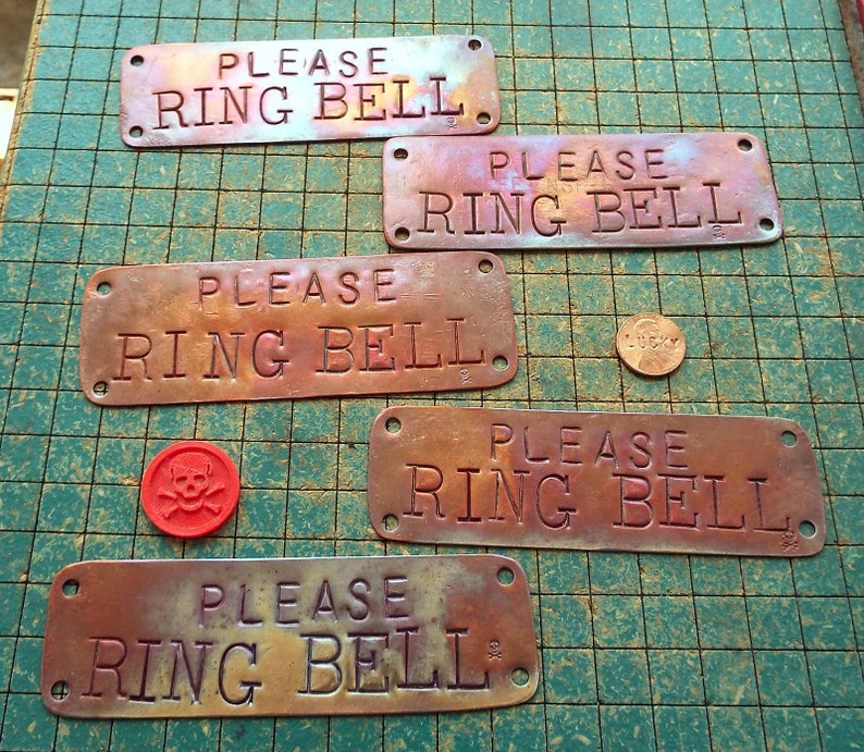 Please RING BELL Copper Doorbell Warning Sign Hand Stamped - Etsy