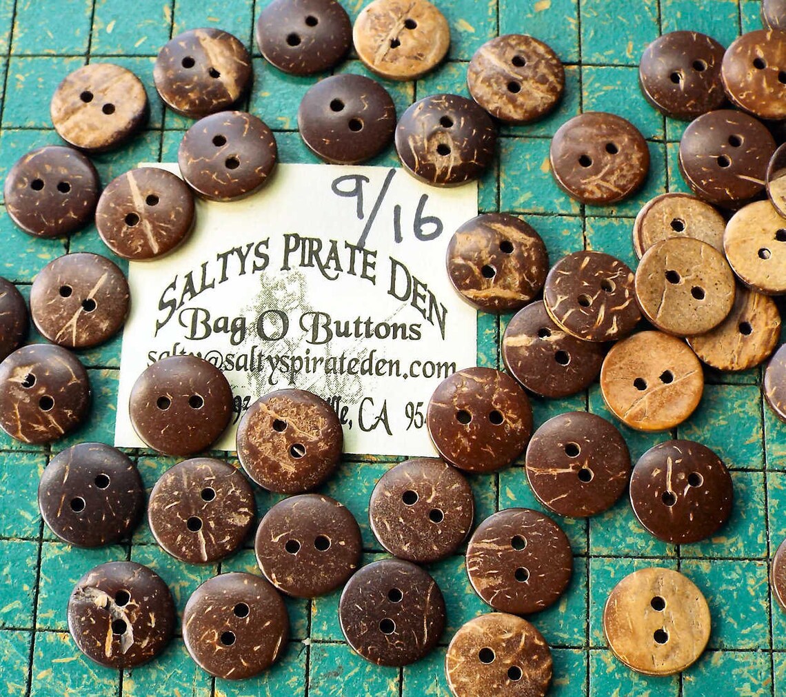 60 Small Coconut Shell Buttons, 15mm Buttons, Hawaiian Shirt, 9/16 Inch ...