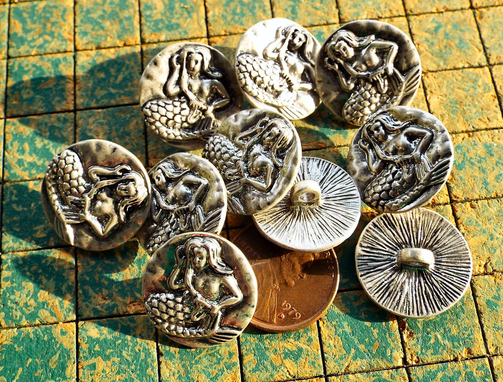 Silver Tone Metal Mermaid Buttons, Nautical Pirate Sewing, 3/4 Inch (8 ...