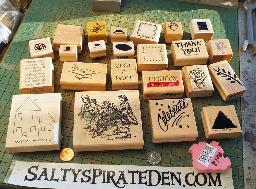 Craft Stamp Destash, 24 Count, Ink Stamps, Wood Block, Rubber Craft ...
