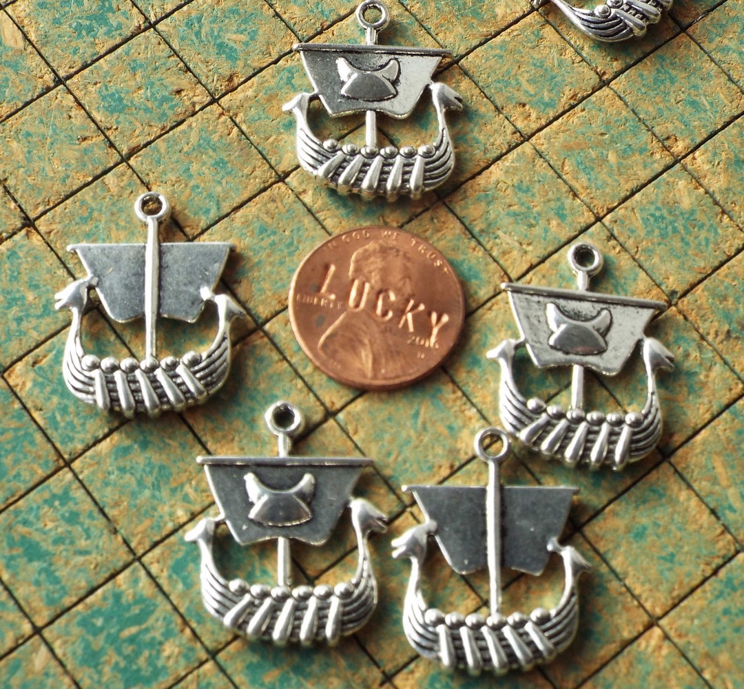 Viking Ship Charms, Dragon Boat Pendant, 10 Count, Nautical, Pirate ...