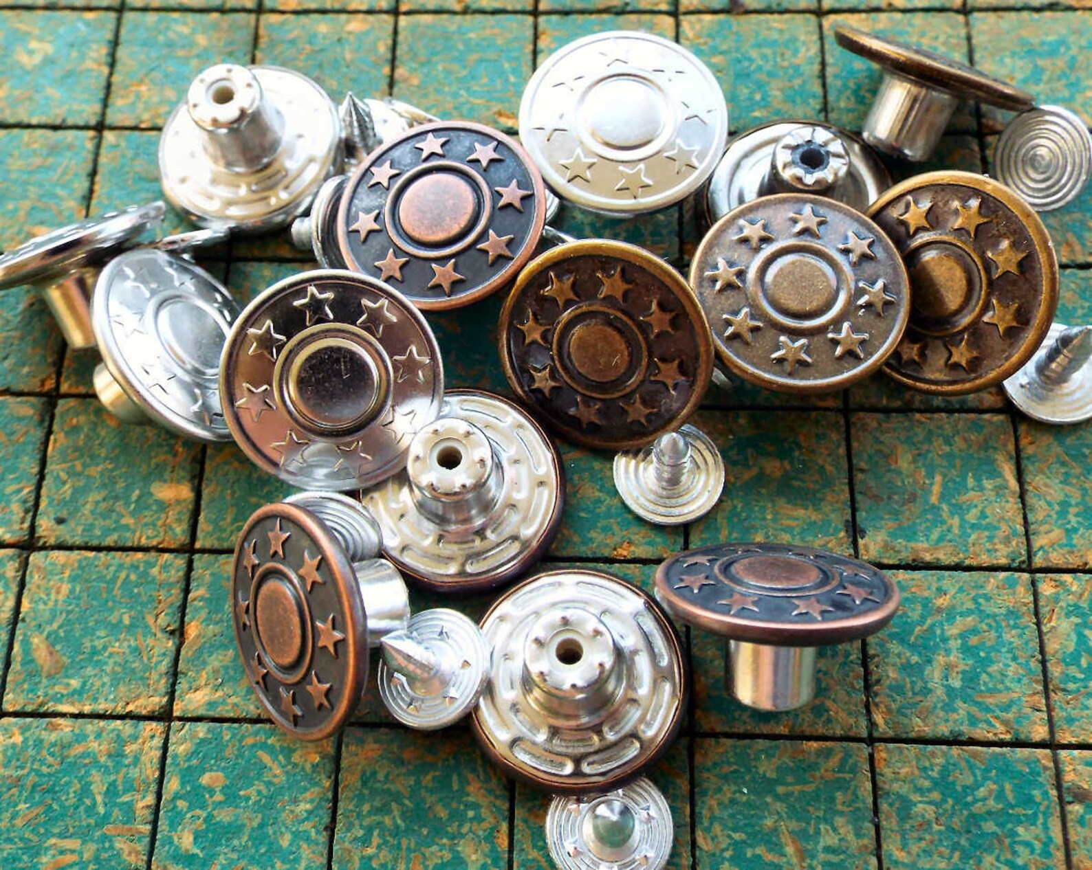 15 Metal Tack Buttons 17mm assortment 5 each copper bronze | Etsy