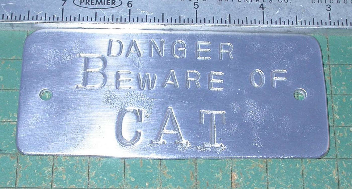 Beware of Cat Danger Sign Stamped Aluminum Doorbell Warning | Etsy