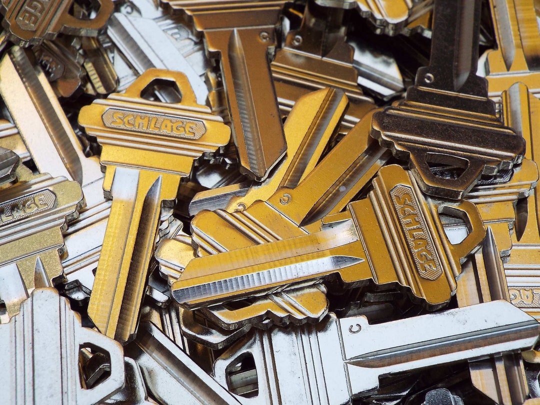 10 Brass Key Blanks, Schlage C, Uncut Keys, Steampunk, Locksmith ...