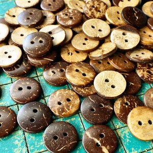 60 Small Coconut Shell Buttons, 15mm Buttons, Hawaiian Shirt, 9/16 Inch ...
