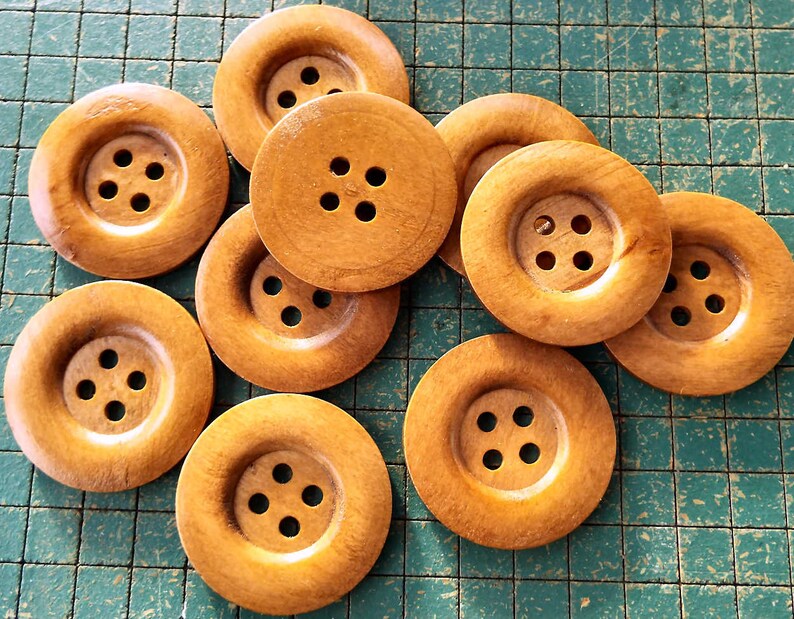 8 Extra Large Wood Buttons Light Coffee Brown Clear Finish - Etsy