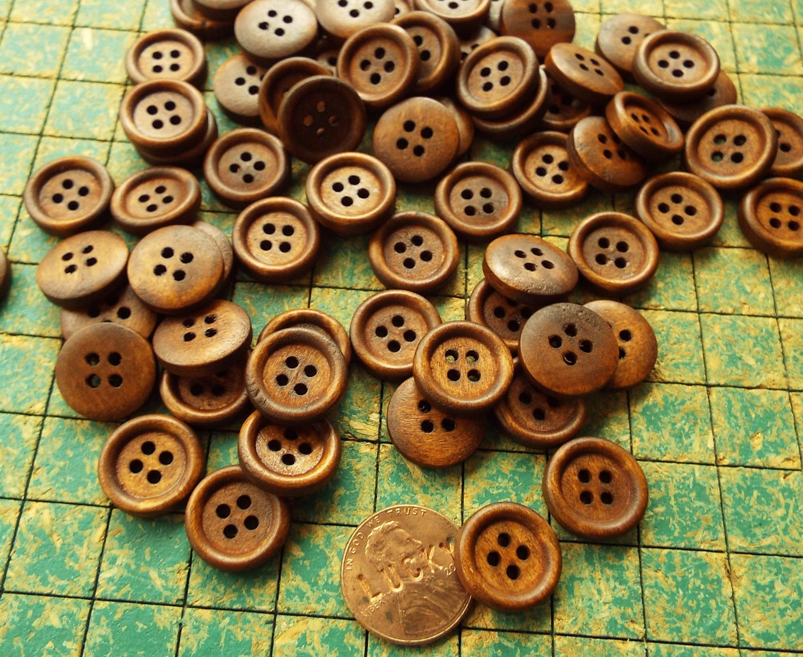 40 Brown Wood Buttons 15mm 4 Hole Natural Wood Buttons | Etsy
