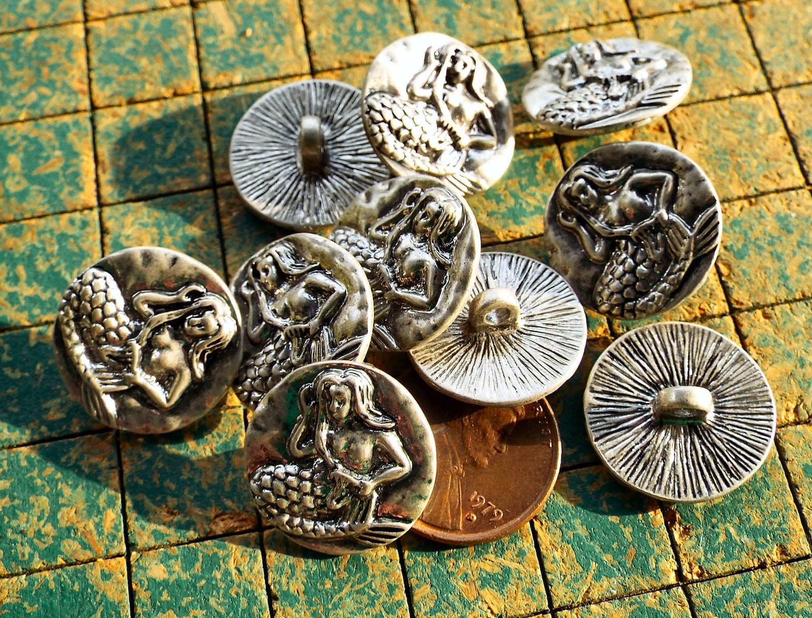 Silver Tone Metal Mermaid Buttons, Nautical Pirate Sewing, 3/4 Inch (8 ...