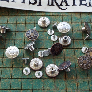 15 Metal Tack Buttons, 17mm, Assortment, 5 Each Copper Bronze Silver ...