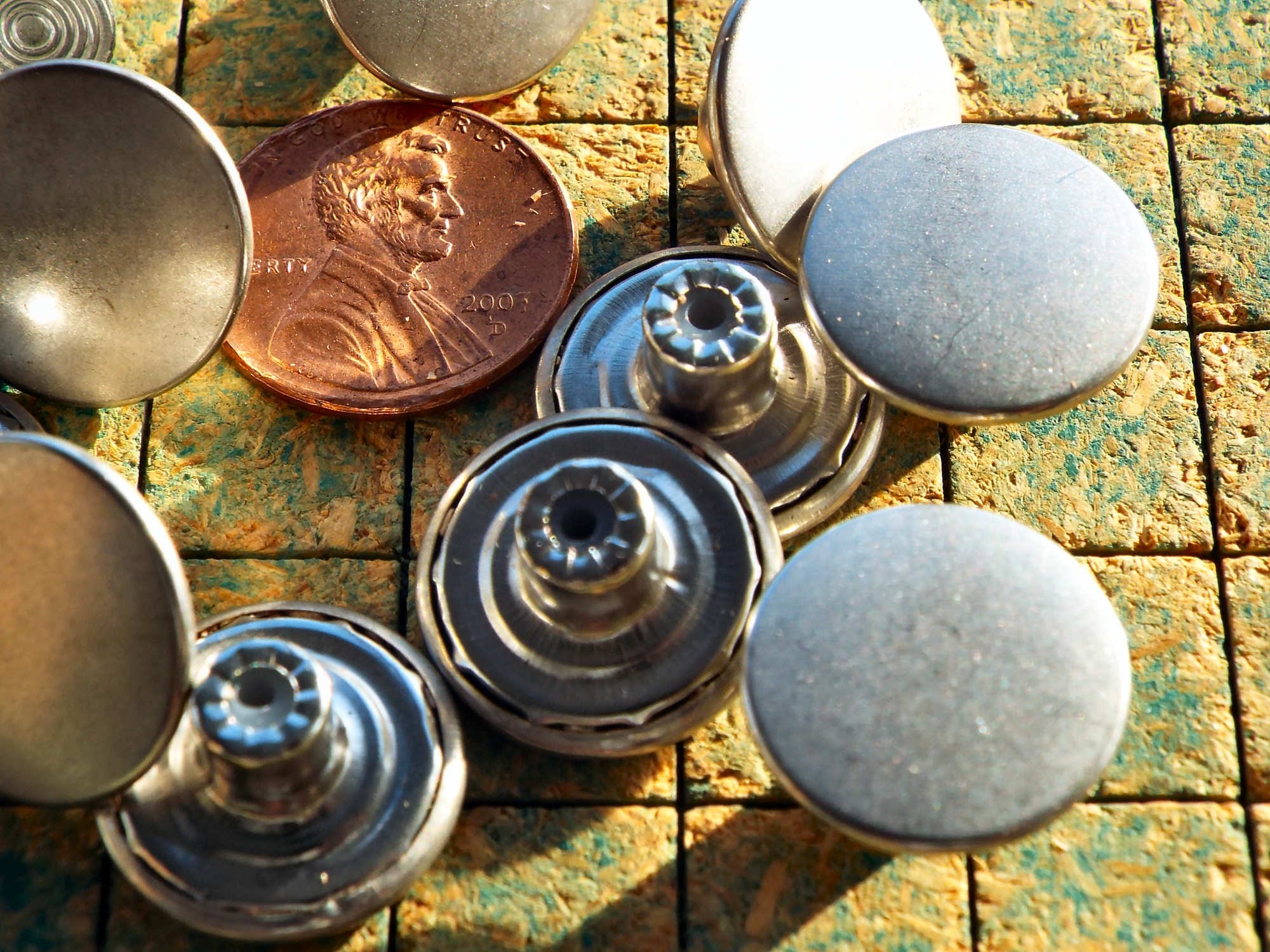 10 Tack Buttons, Plain Front, 17mm, Jeans, Jackets, Matte Silver Tone ...