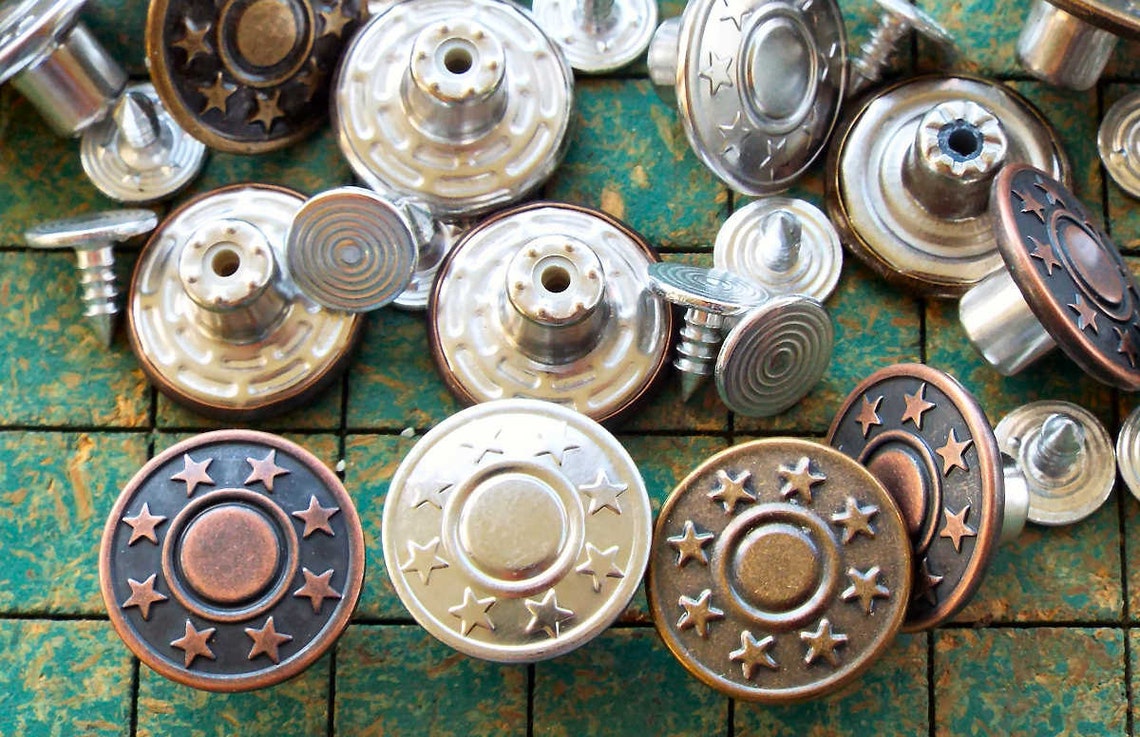 15 Metal Tack Buttons 17mm Assortment 5 Each Copper Bronze - Etsy