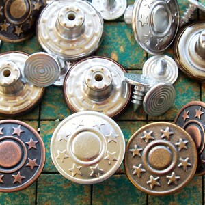 15 Metal Tack Buttons, 17mm, Assortment, 5 Each Copper Bronze Silver ...