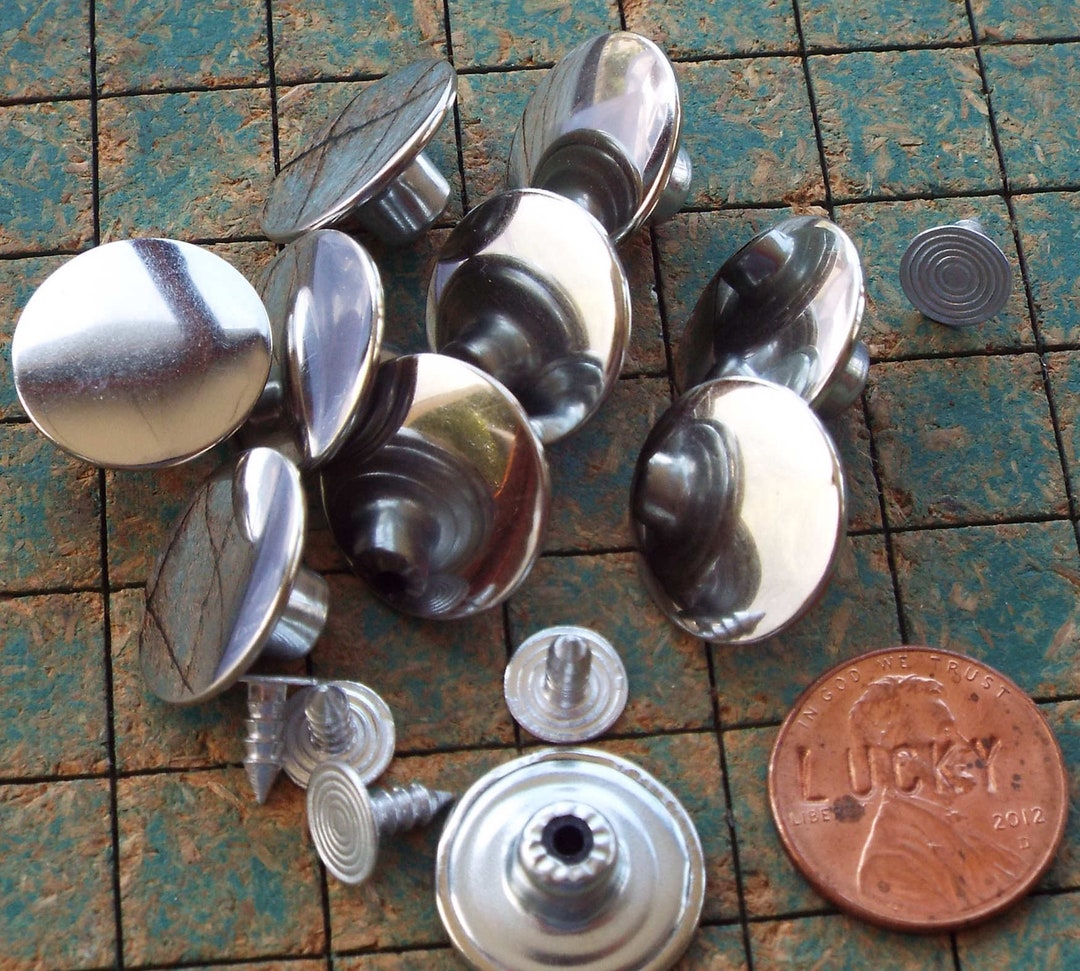 10 Tack Buttons, Plain Front, 17mm, Jeans, Jackets, Silver Tone, No Sew ...