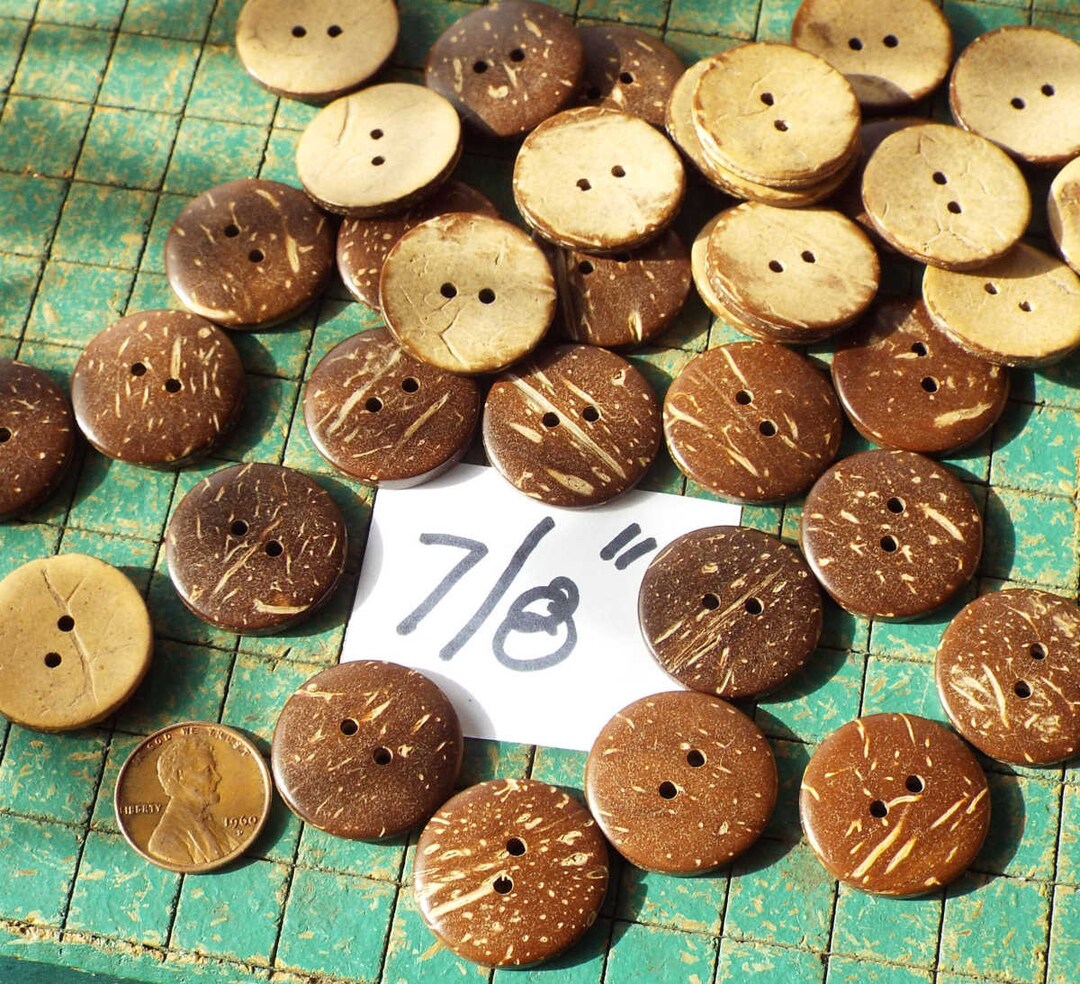 30 Coconut Buttons, 7/8 Inch, Hawaiian Shirt, Sewing Supply, Crafts ...