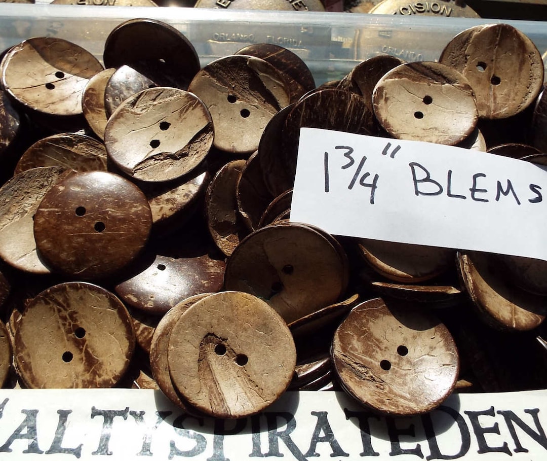 25 Large Coconut Shell Buttons, 1 3/4" Buttons, 44mm, Blems, Seconds, Buttons With Lots of ...