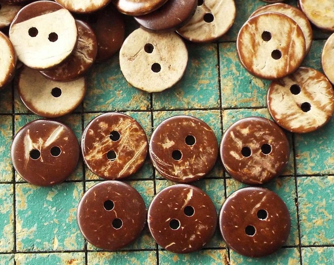 60 Small Coconut Shell Buttons, 1/2 Inch, 13mm Buttons Hawaiian Shirt ...