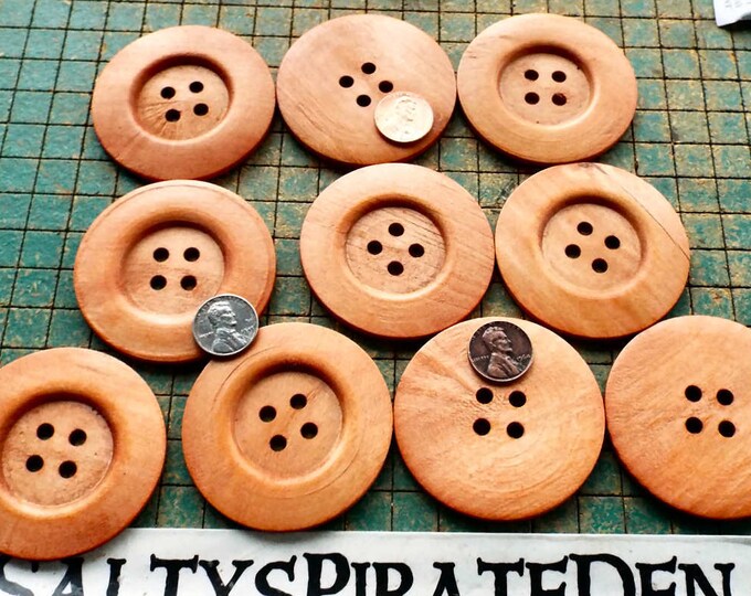 6 Extra Large Wood Buttons, 4 Hole, 60mm, 2 3/8, Light Sienna Brown ...