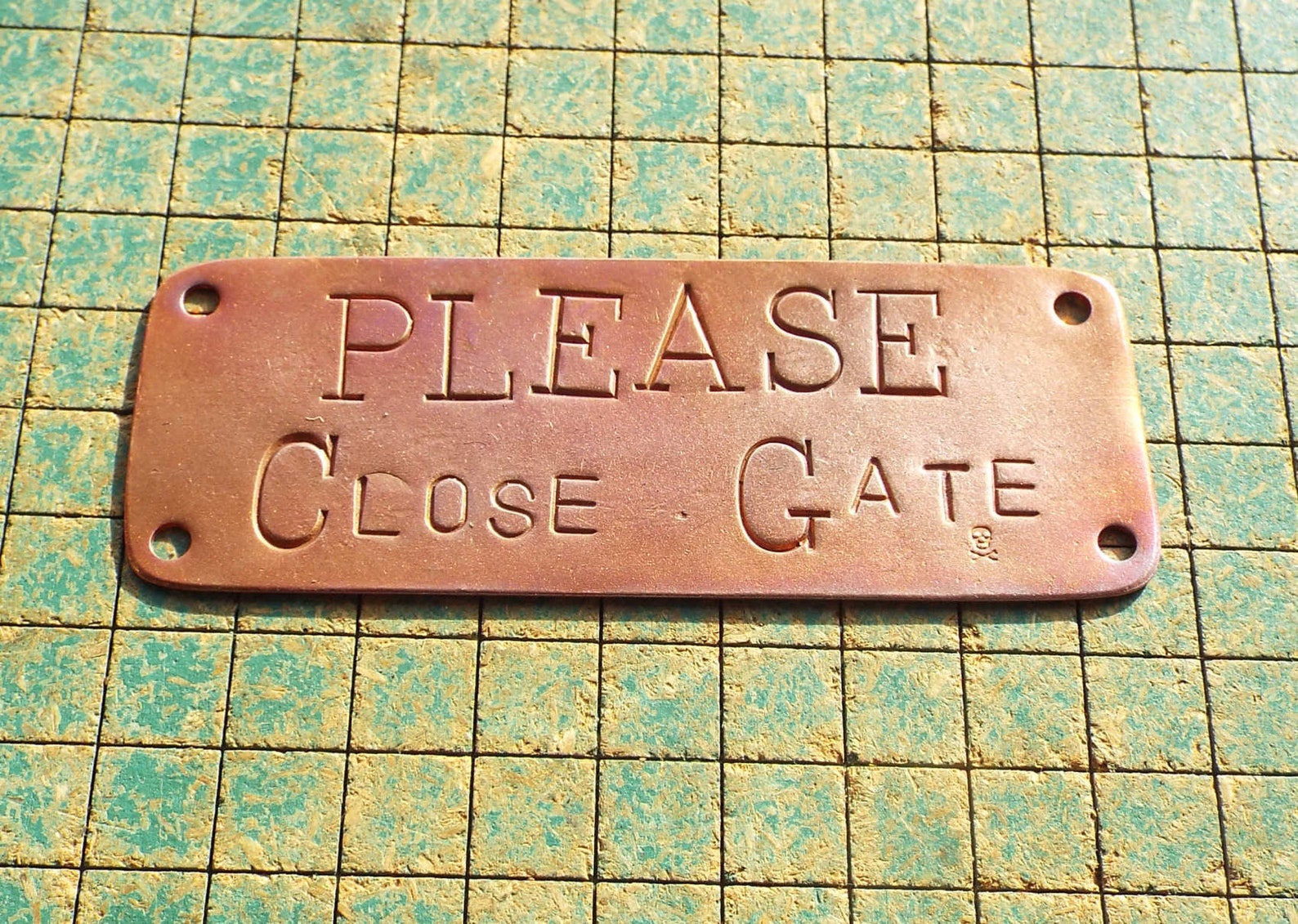 PLEASE Close Gate Hand Stamped Copper Doorbell Warning Sign - Etsy