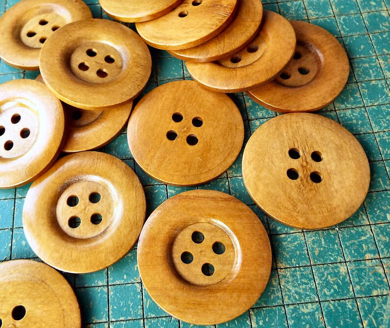 8 Extra Large Wood Buttons Light Coffee Brown Clear Finish - Etsy