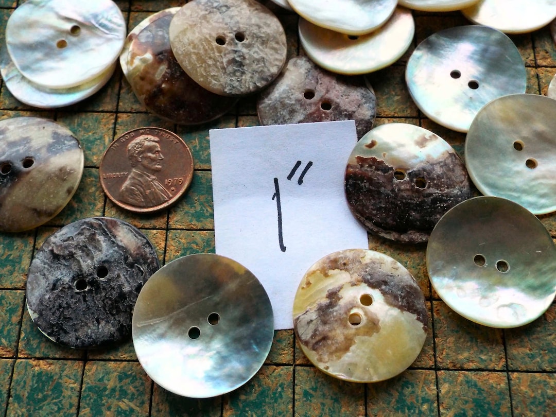 Mother of Pearl Buttons, 10 Count, 1 Inch, Natural Shell Buttons, 25mm ...