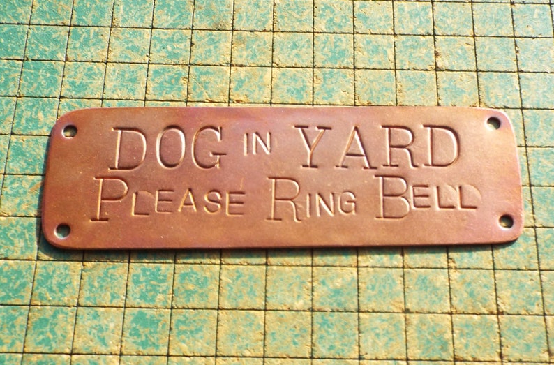 DOG in YARD Please Ring Bell Copper Doorbell Warning Sign | Etsy