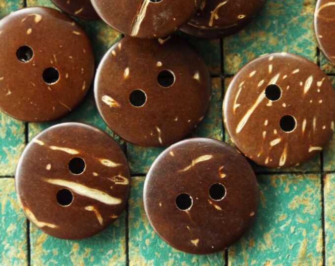 55 Buttons, 15mm, Coconut Shell Buttons, About 9/16, Sewing Notions ...