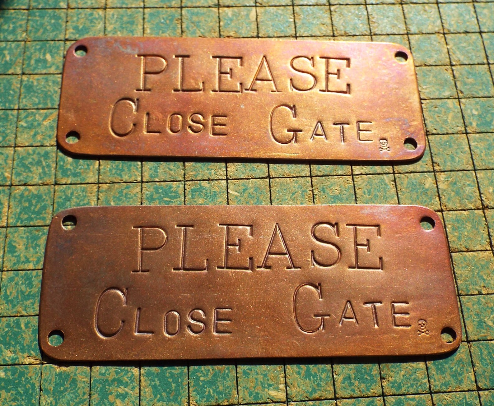 PLEASE Close Gate Hand Stamped Copper Doorbell Warning Sign | Etsy