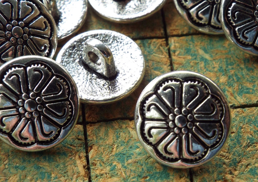 Small Metal Shank Buttons, 20 Count, Silver Tone Shank Button, 12mm ...