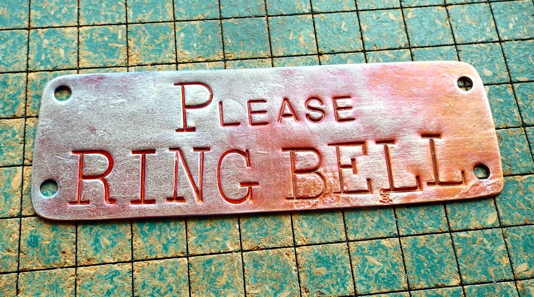 Please RING BELL, Copper Doorbell Warning Sign, Hand Stamped, Upcycled ...