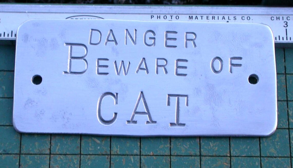 Beware of Cat Danger Sign Stamped Aluminum Doorbell Warning | Etsy