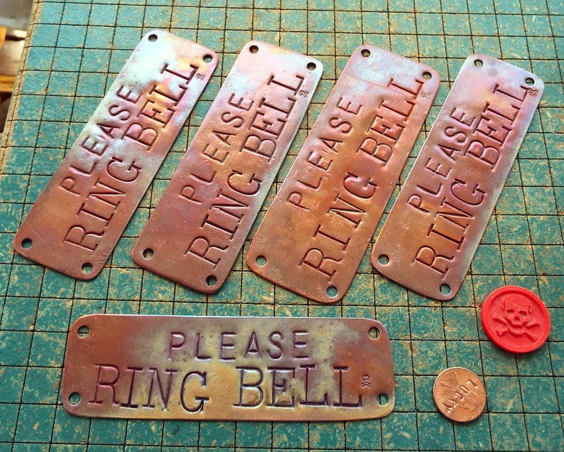 Please RING BELL Copper Doorbell Warning Sign Hand Stamped - Etsy