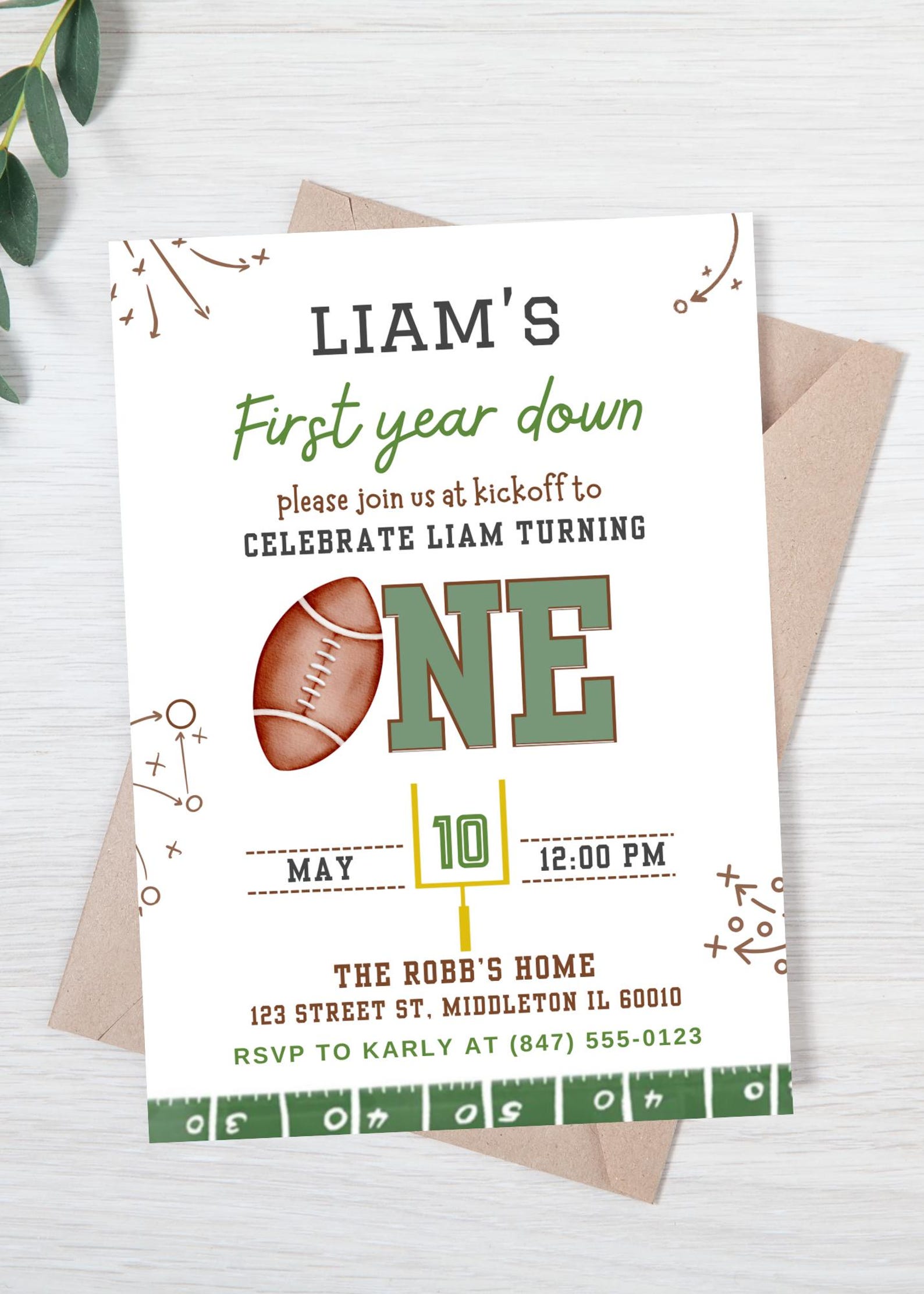 Football First Birthday Invitation: Editable Sports Theme (digital ...