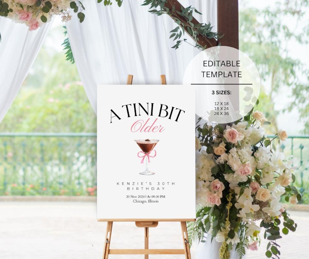 A Tini Bit Older Welcome Sign Template | Birthday Celebration Sign ...