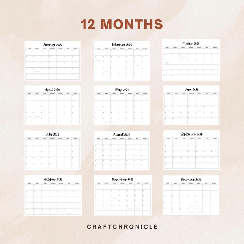 2025 Calendar With Holidays, A4 and Letter Size, Landscape, Printable ...