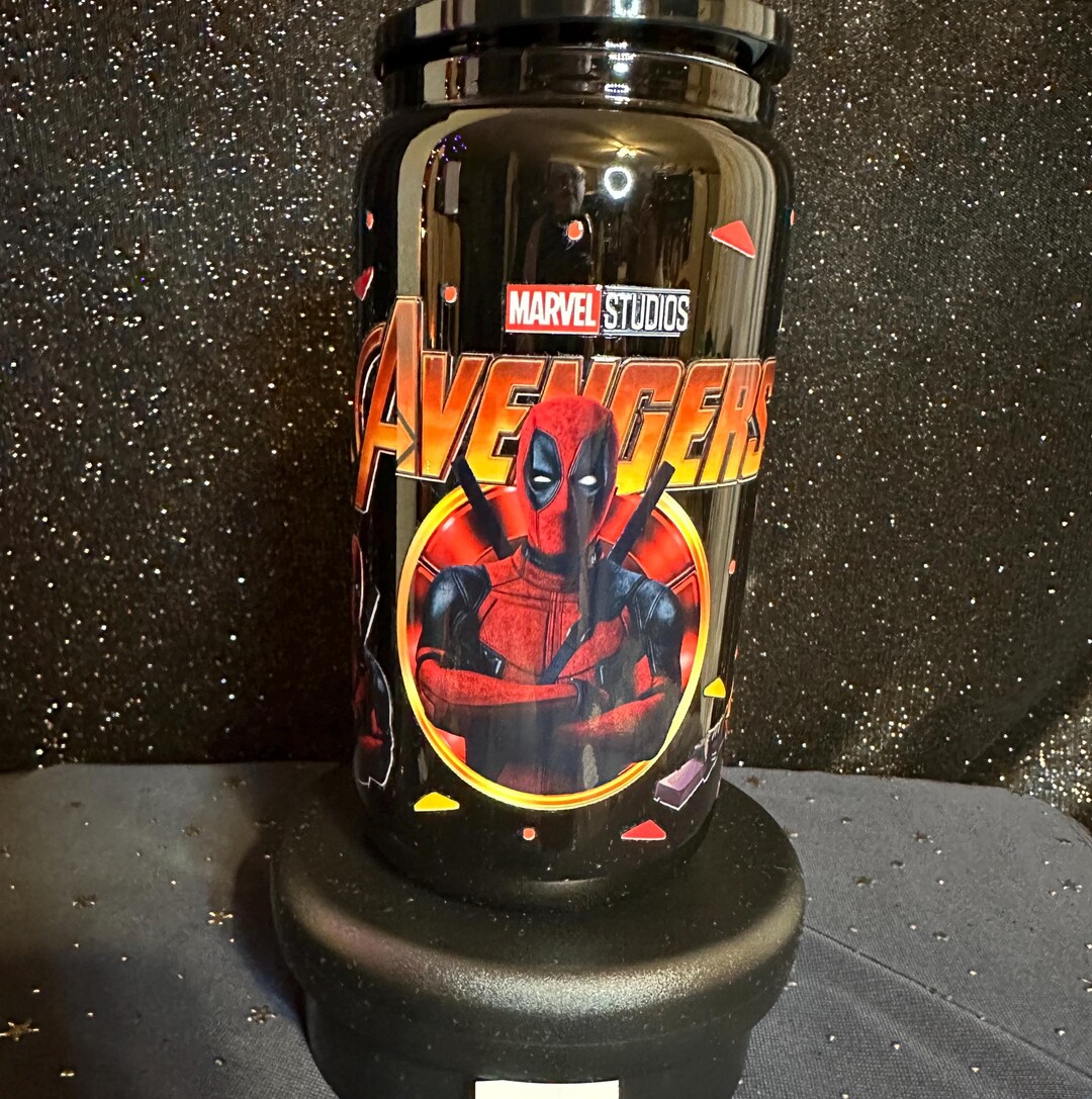 Deadpool Glass Tumbler With Straw - Etsy