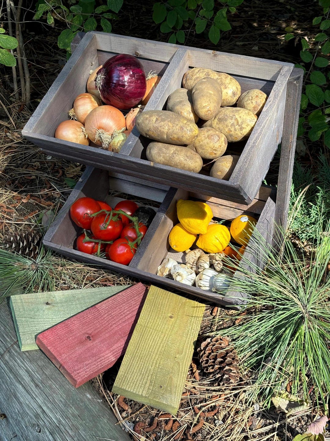 Vegetable Bin Counter Top Planter Home Decor Storage Caddy Table Top ...