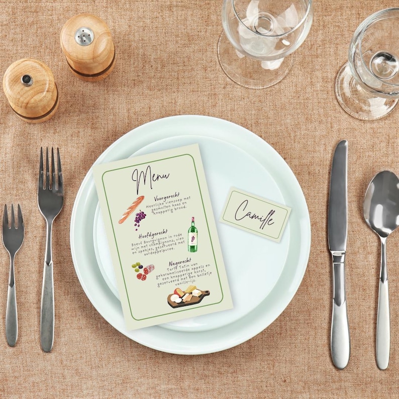 Menu Card Template French Menu Card French Theme French Dinner Template ...