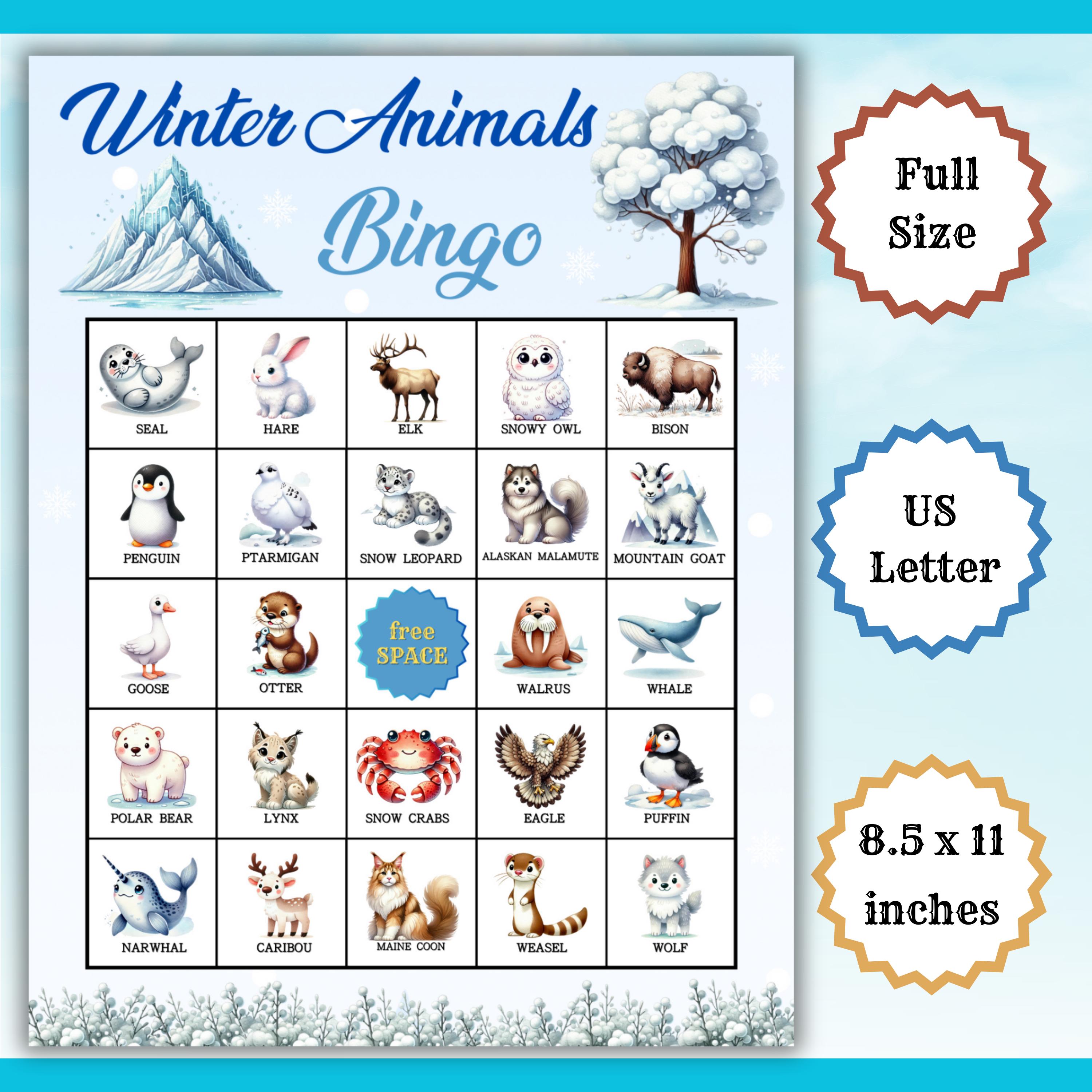 Winter Animals Bingo Cards - A Fun and Educational Game for All Ages ...