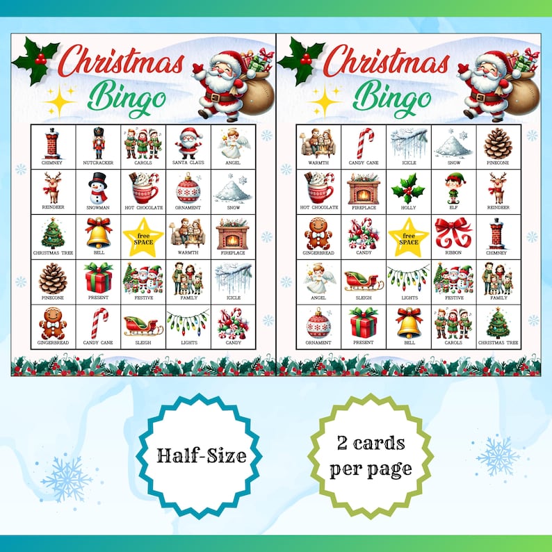 30 Christmas Bingo Cards, Printable Christmas Bingo, Christmas Bingo ...