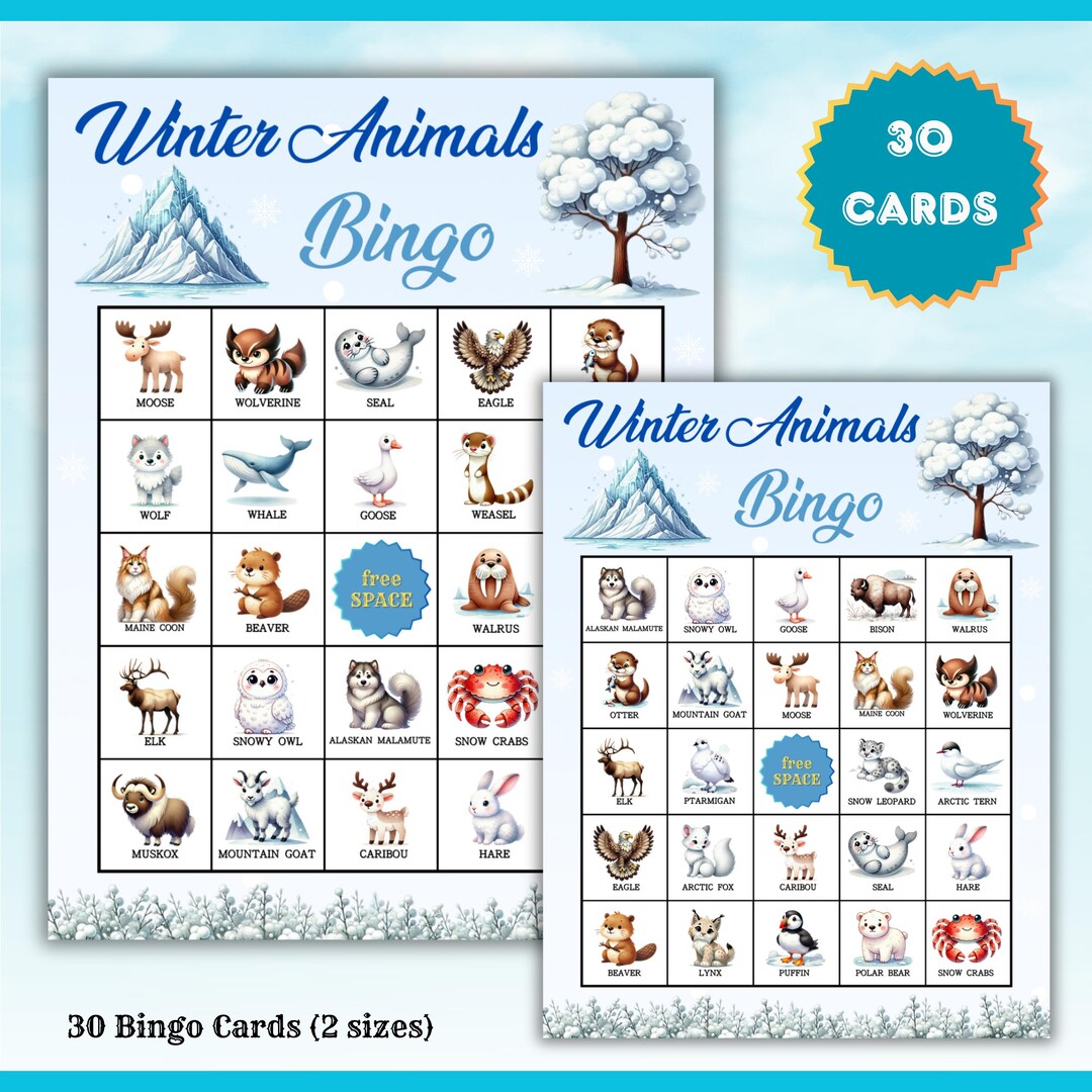 Winter Animals Bingo Cards - A Fun and Educational Game for All Ages ...