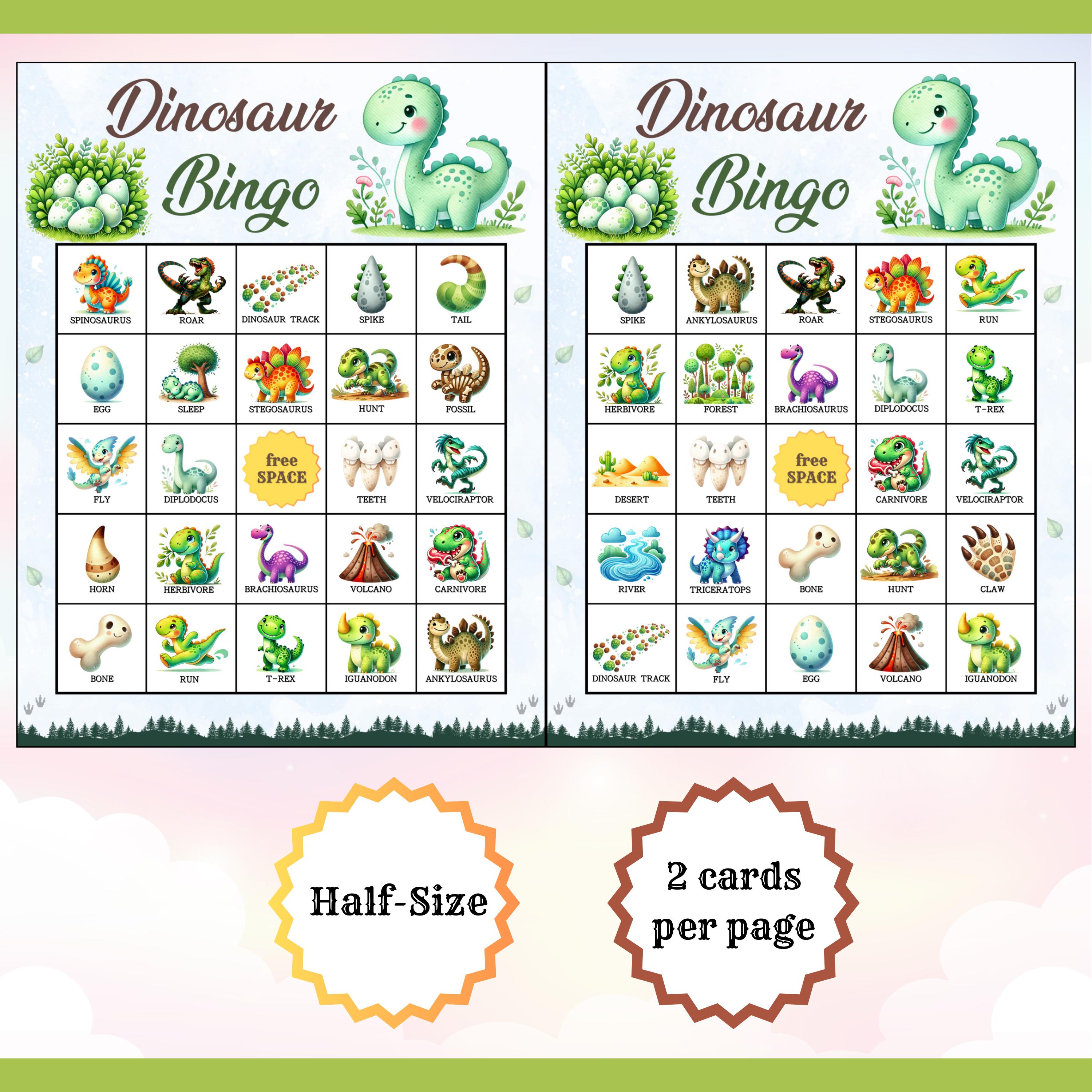 30 Dinosaur Bingo Cards - Prehistoric Fun for Everyone | Instant ...