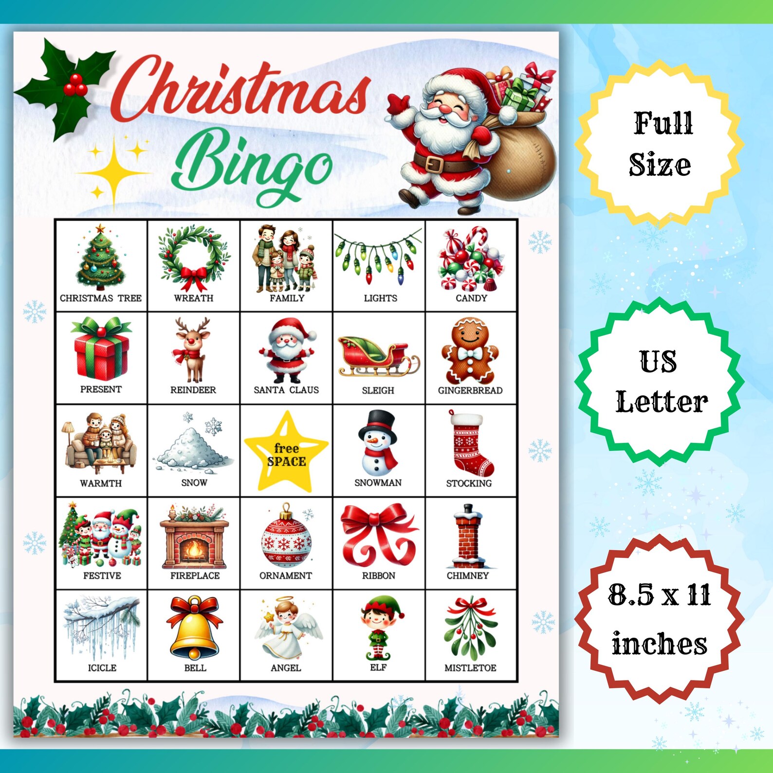 30 Christmas Bingo Cards, Printable Christmas Bingo, Christmas Bingo ...
