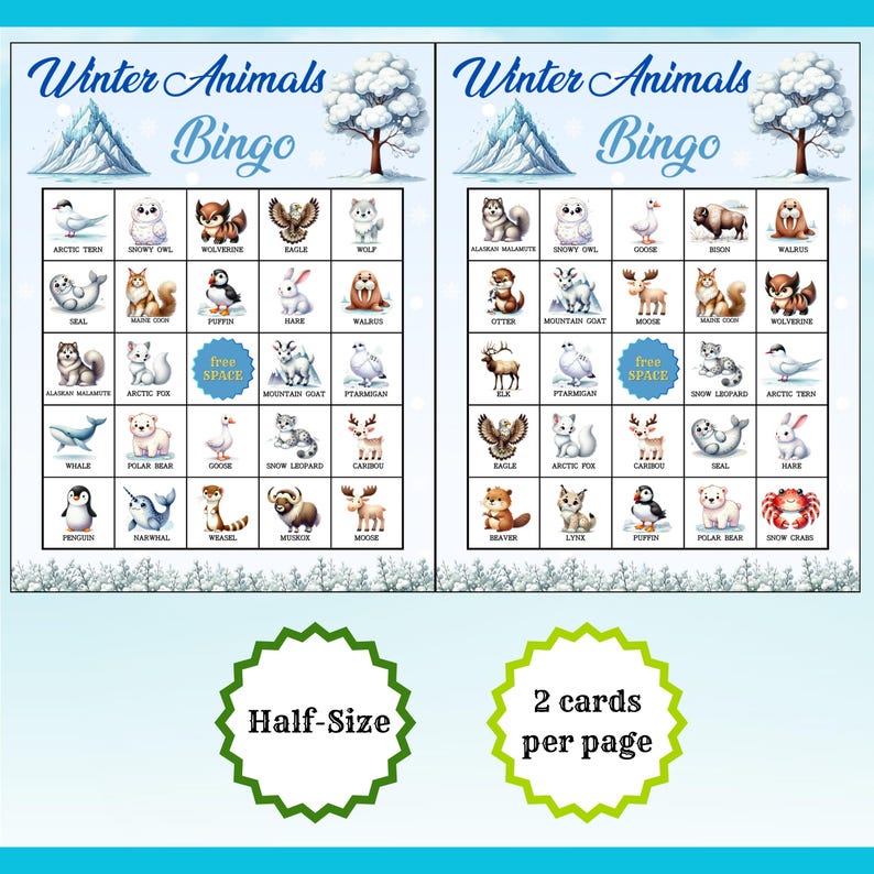 Winter Animals Bingo Cards - A Fun and Educational Game for All Ages ...