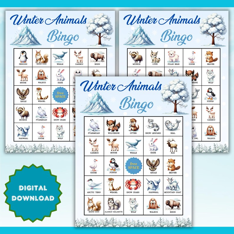 Winter Animals Bingo Cards - A Fun and Educational Game for All Ages ...