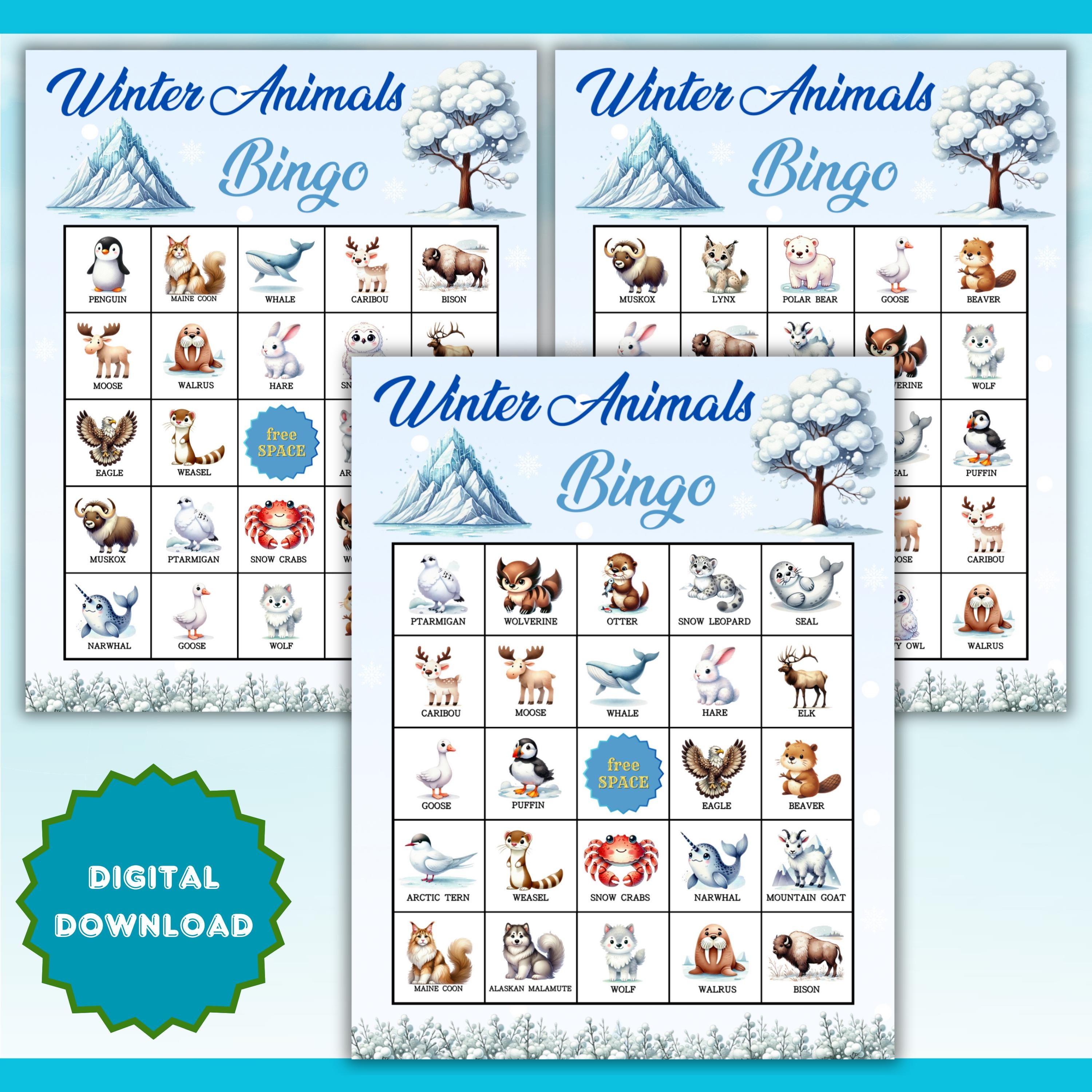 Winter Animals Bingo Cards - A Fun and Educational Game for All Ages ...